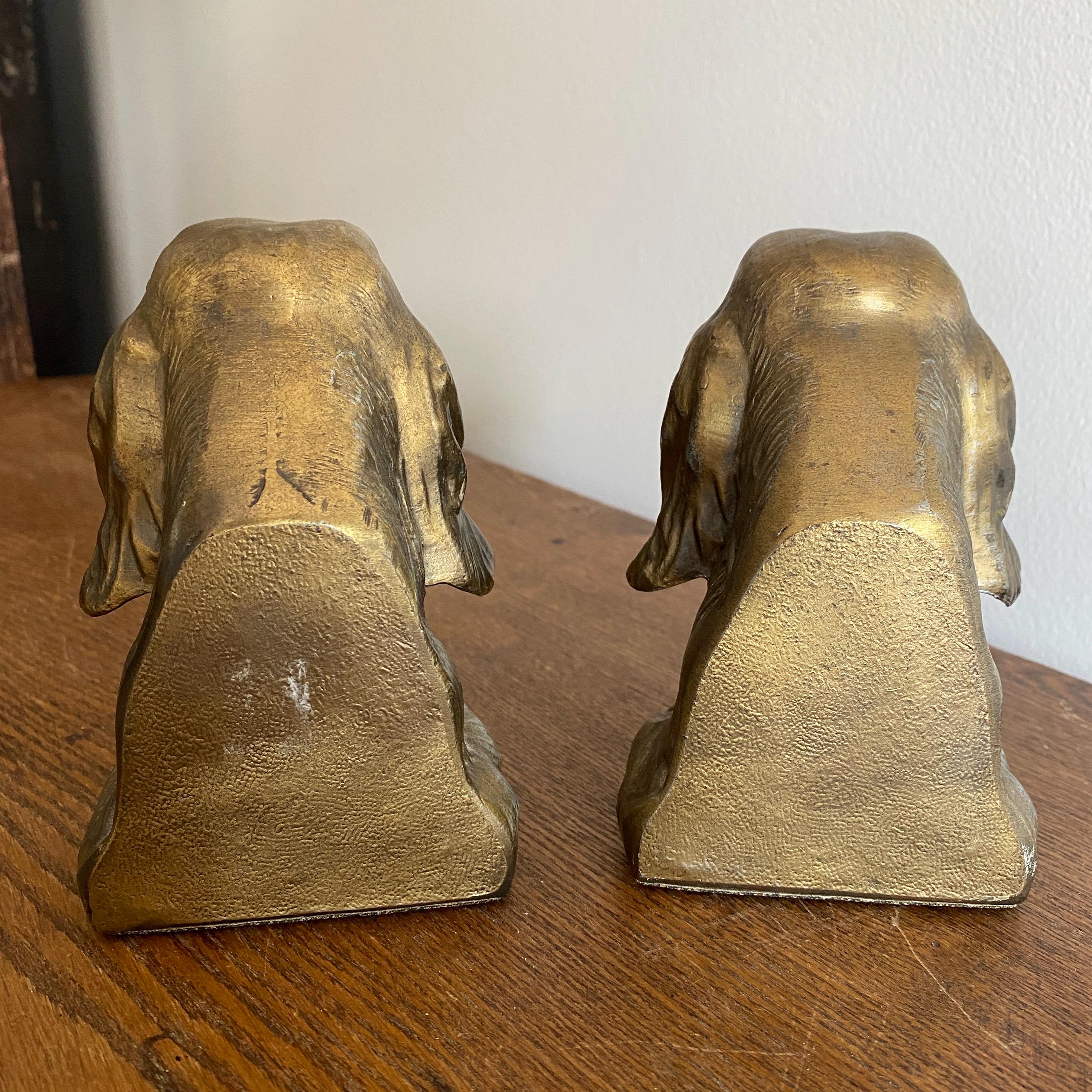 Antique Heavy Brass Irish Setter / Cocker Spaniel Dog Bookends Mid ...