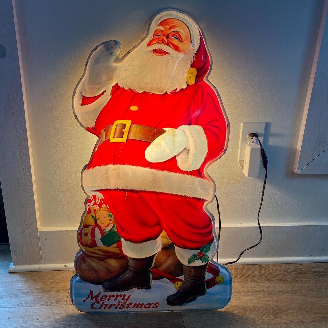 Vintage Plastic Electrified Santa Wall Hanging, Christmas Decor ...