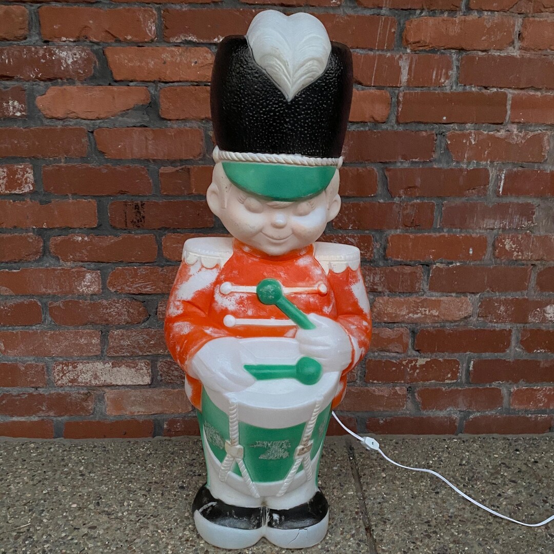 Vintage Drummer Boy Plastic Blow Mold 33” Indoor Outdoor Christmas ...