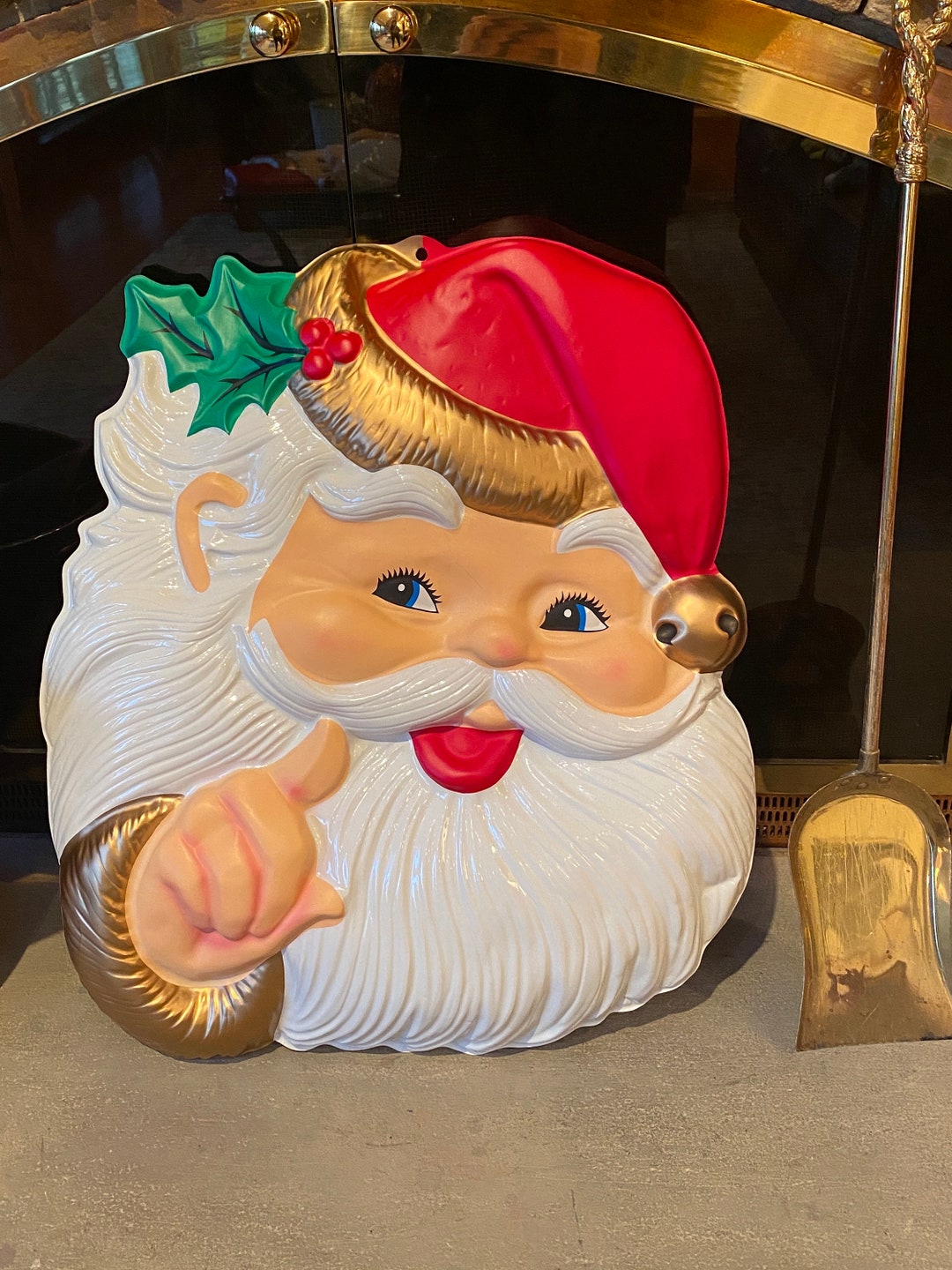 Vintage 1990s Extra Large Plastic Santa Claus Head for Door Christmas ...