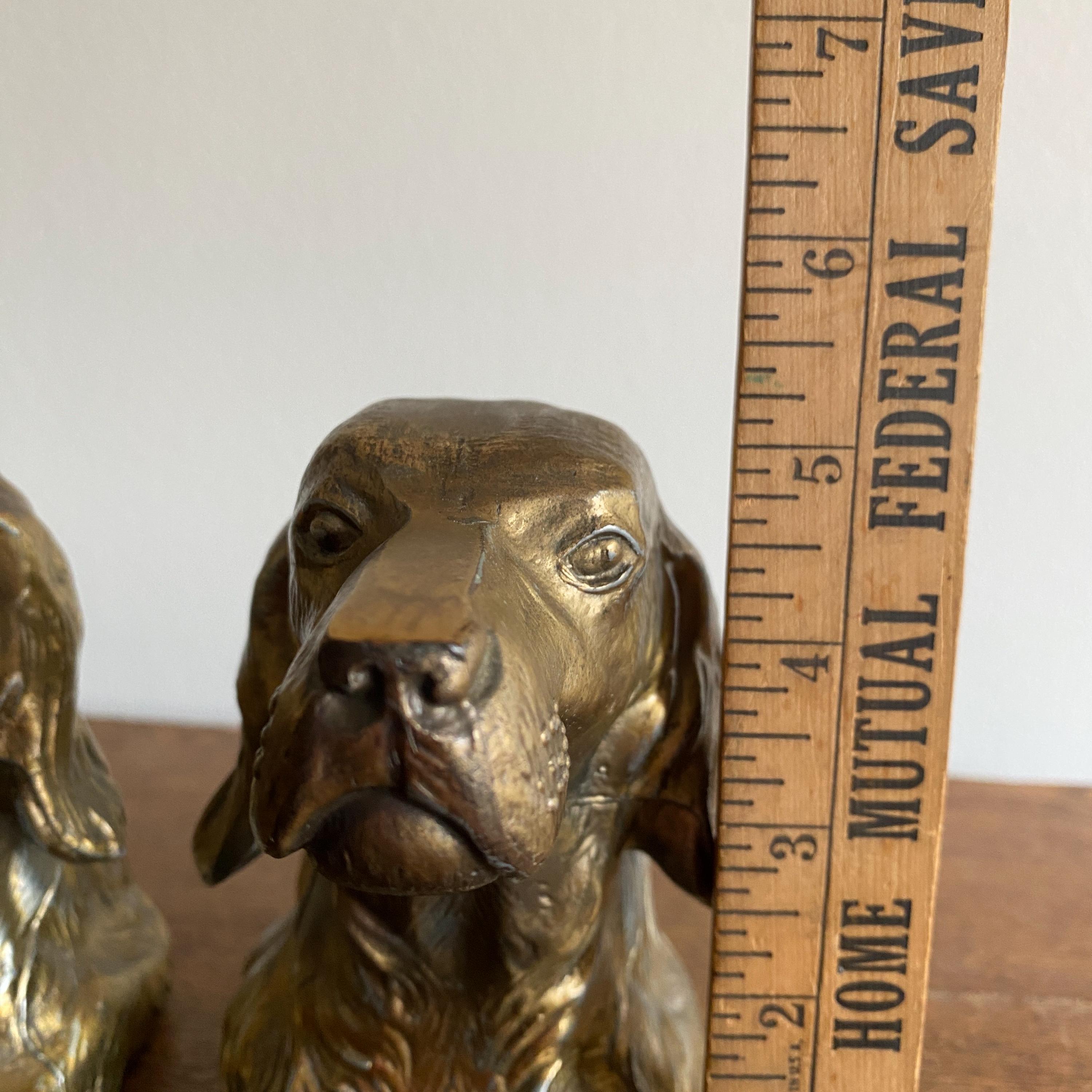 Antique Heavy Brass Irish Setter / Cocker Spaniel Dog Bookends Mid ...