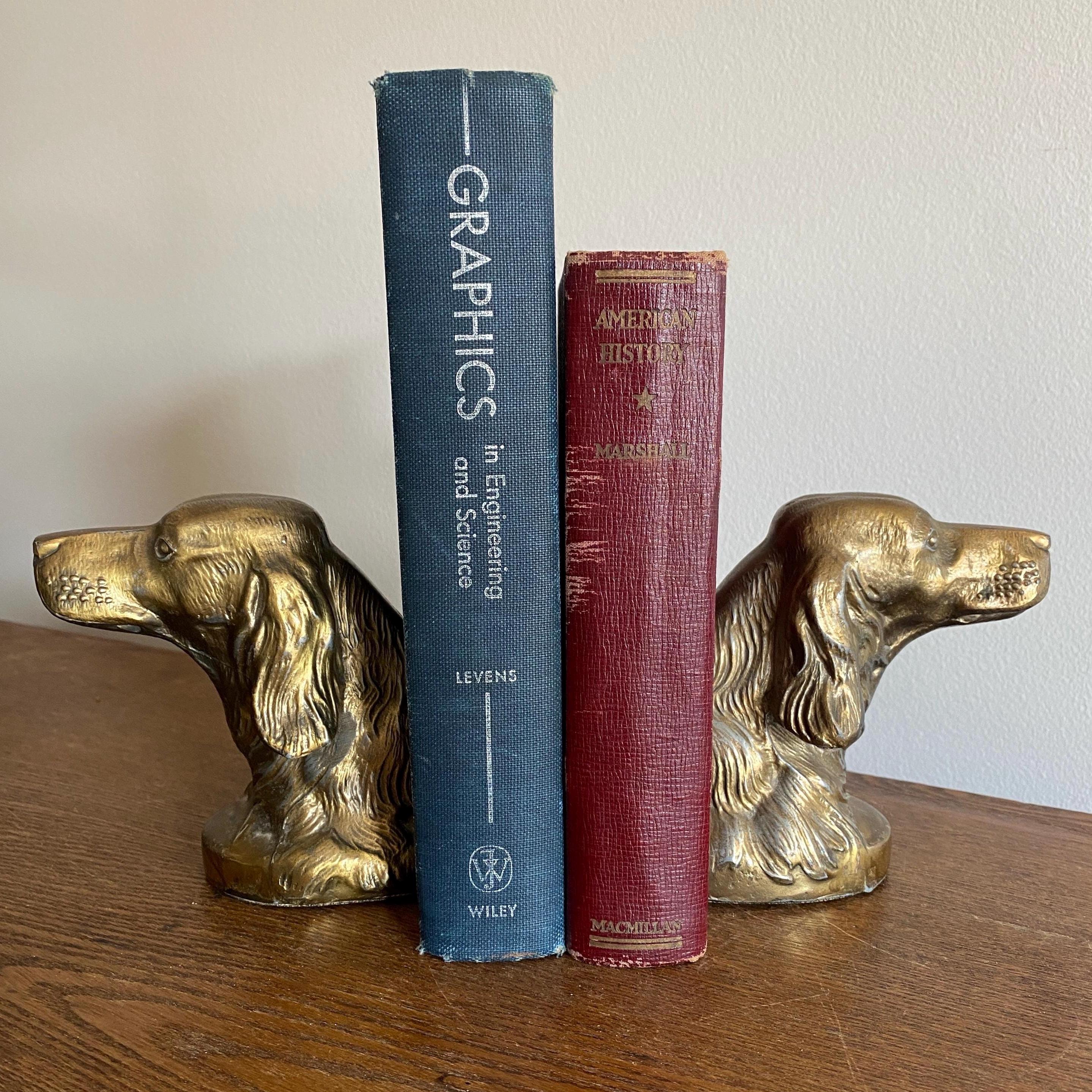Antique Heavy Brass Irish Setter / Cocker Spaniel Dog Bookends Mid ...