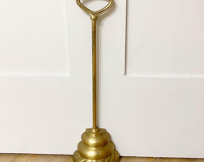 Heavy Vintage Solid Brass Doorstop Door Porter With Handle 16” Antique ...