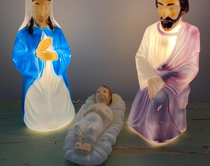 Vintage Empire Nativity Scene Outdoor Blow Mold Set Baby Jesus Mary and ...