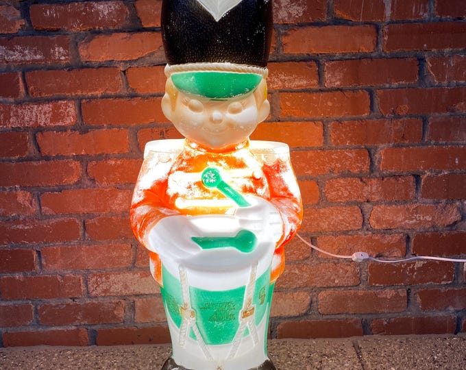 Vintage Drummer Boy Plastic Blow Mold 33” Indoor Outdoor Christmas ...