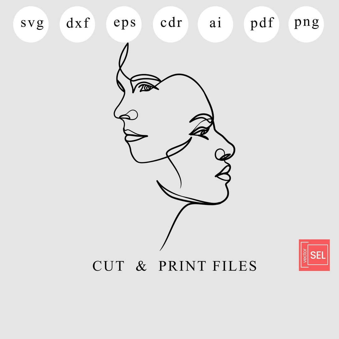 Women Faces Dxf Files, Woman Face Laser Cut, Women Face Line Art Svg ...