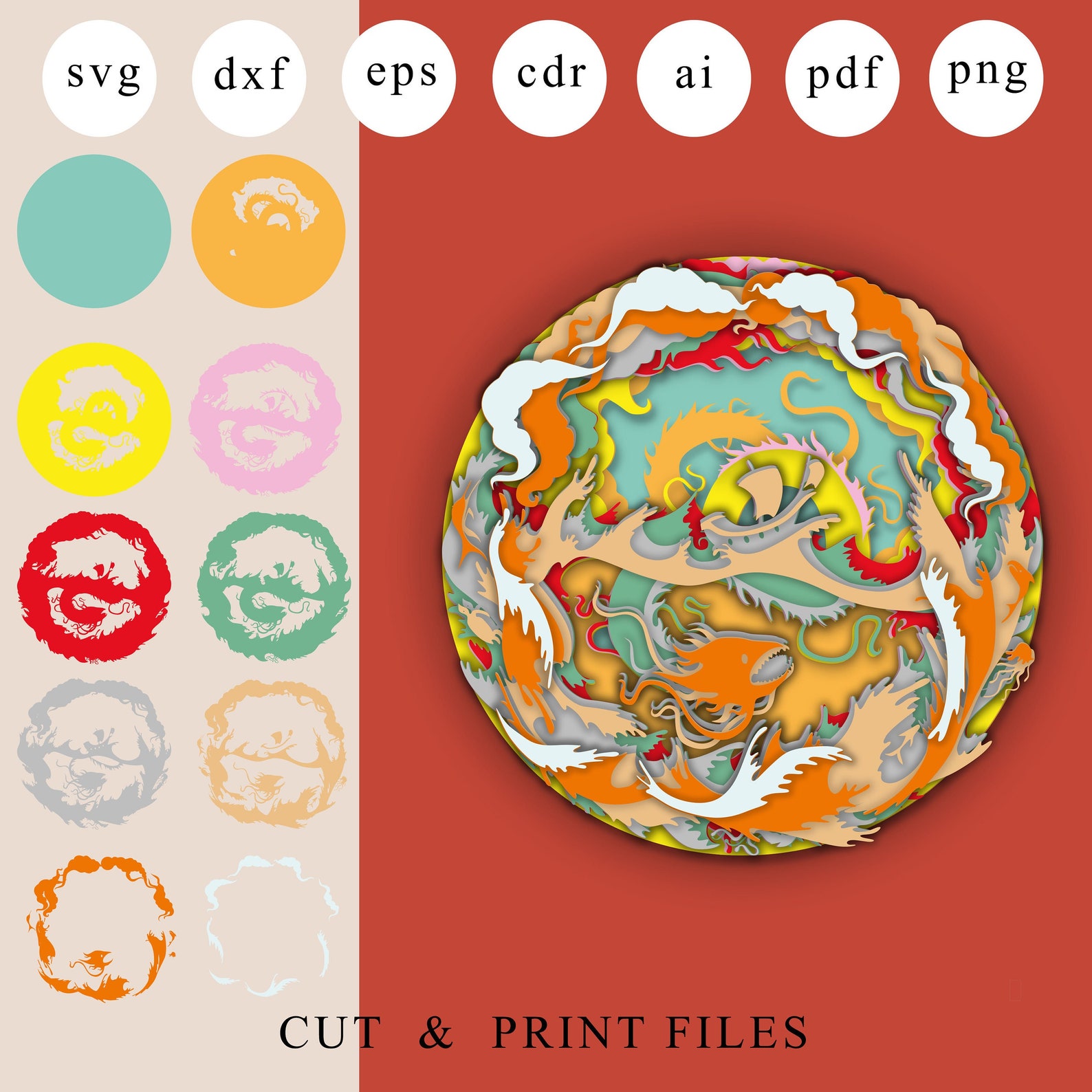 Dragon Dxf Files Dragon Laser Cut Dragon Svg File for Cricut Dragon ...