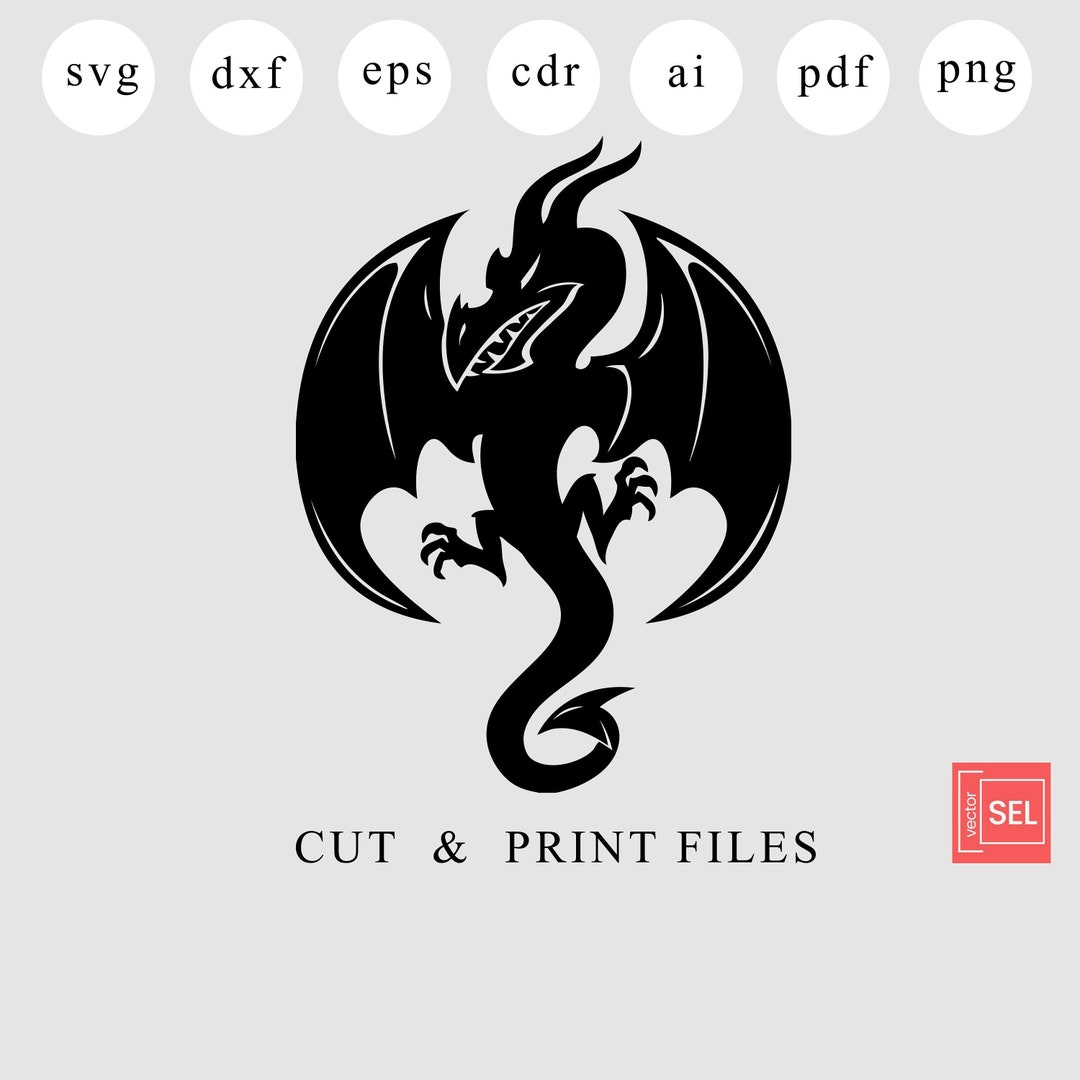 Dragon Dxf Files, Mythical Beast Laser Cut, Snake Svg File for Cricut ...