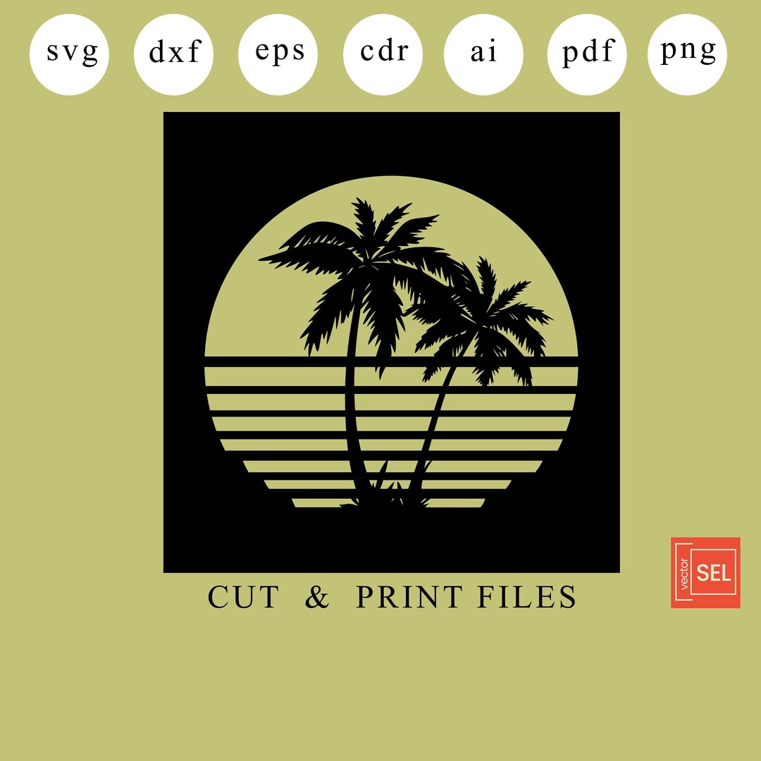 Palm Scene Dxf Files Palm Tree Laser Cut Palm Tree Svg File for Cricut ...