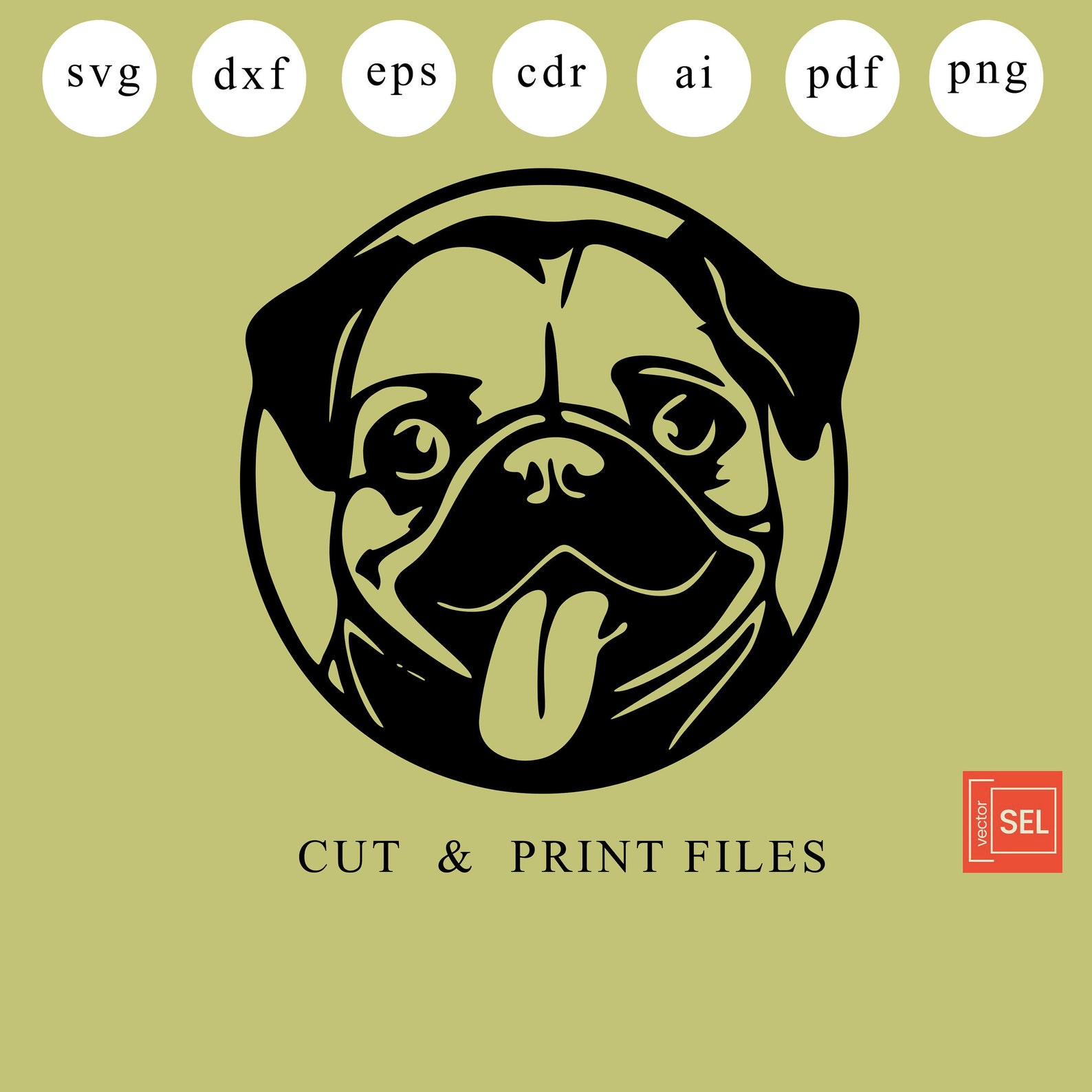Pug Dog Dxf Files Pug Dog Laser Cut Pug Dog Svg File for Cricut Pug Dog ...