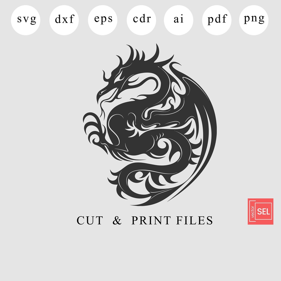 Dragon Dxf Files, Mythical Beast Laser Cut, Snake Svg File for Cricut ...