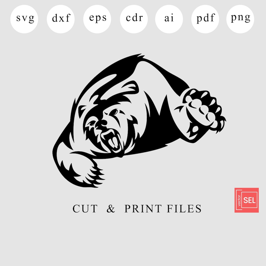 Grizzly Bear Dxf Files, Bear Laser Cut, Ursine Bird Svg File for Cricut ...