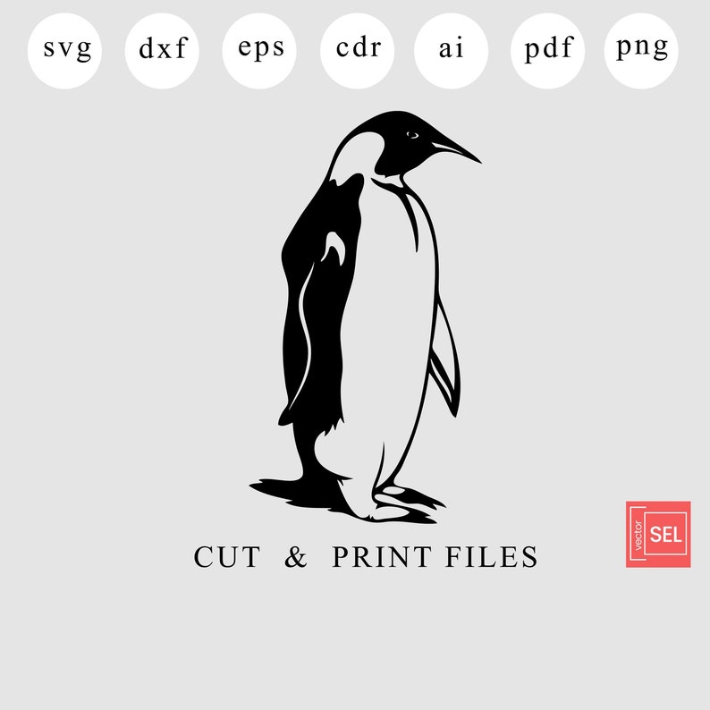Penguin Dxf Files, Aquatic Bird Laser Cut, Flightless Bird Svg File for ...