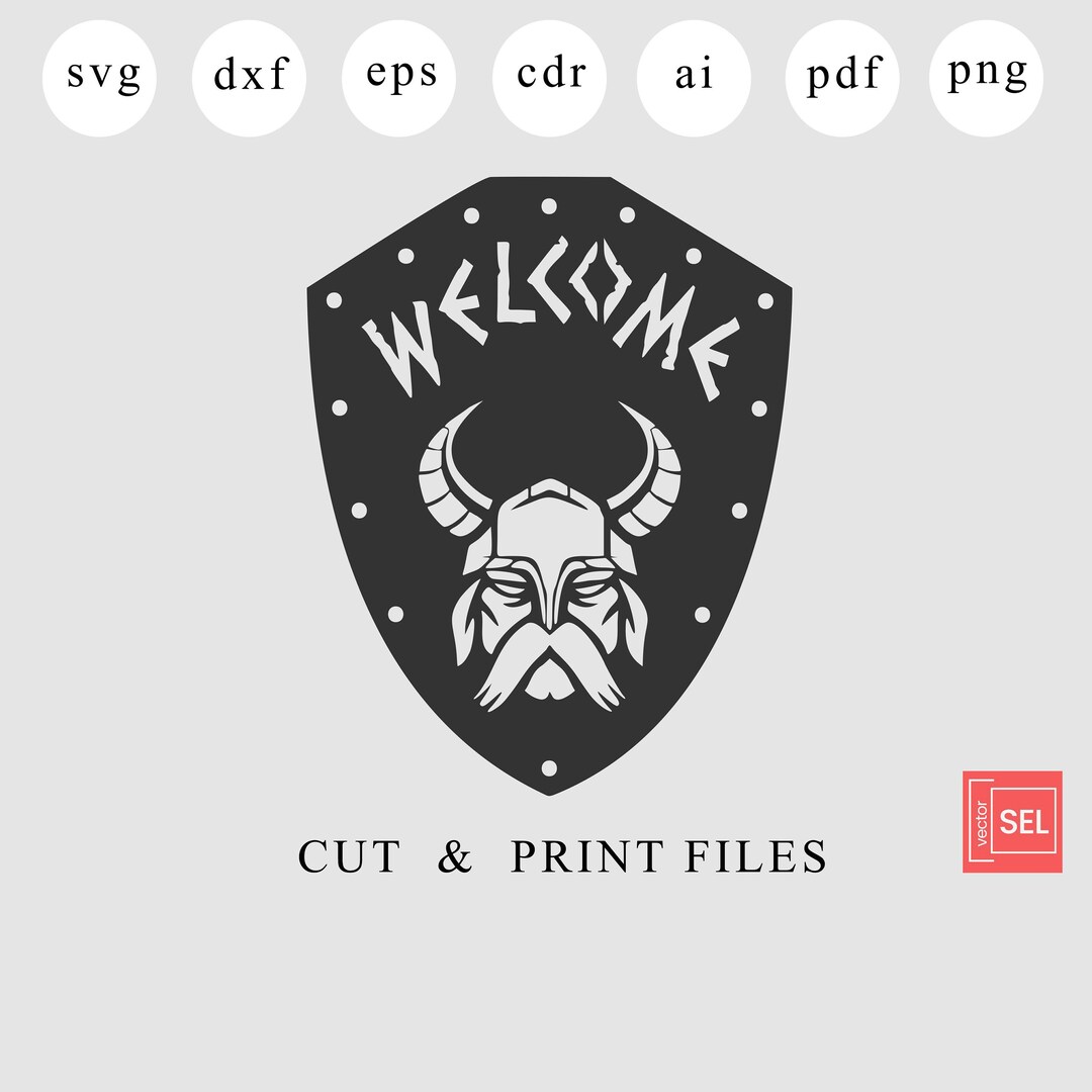 Viking Welcome Sign Dxf Files, Viking Helmet Laser Cut, Welcome Svg ...
