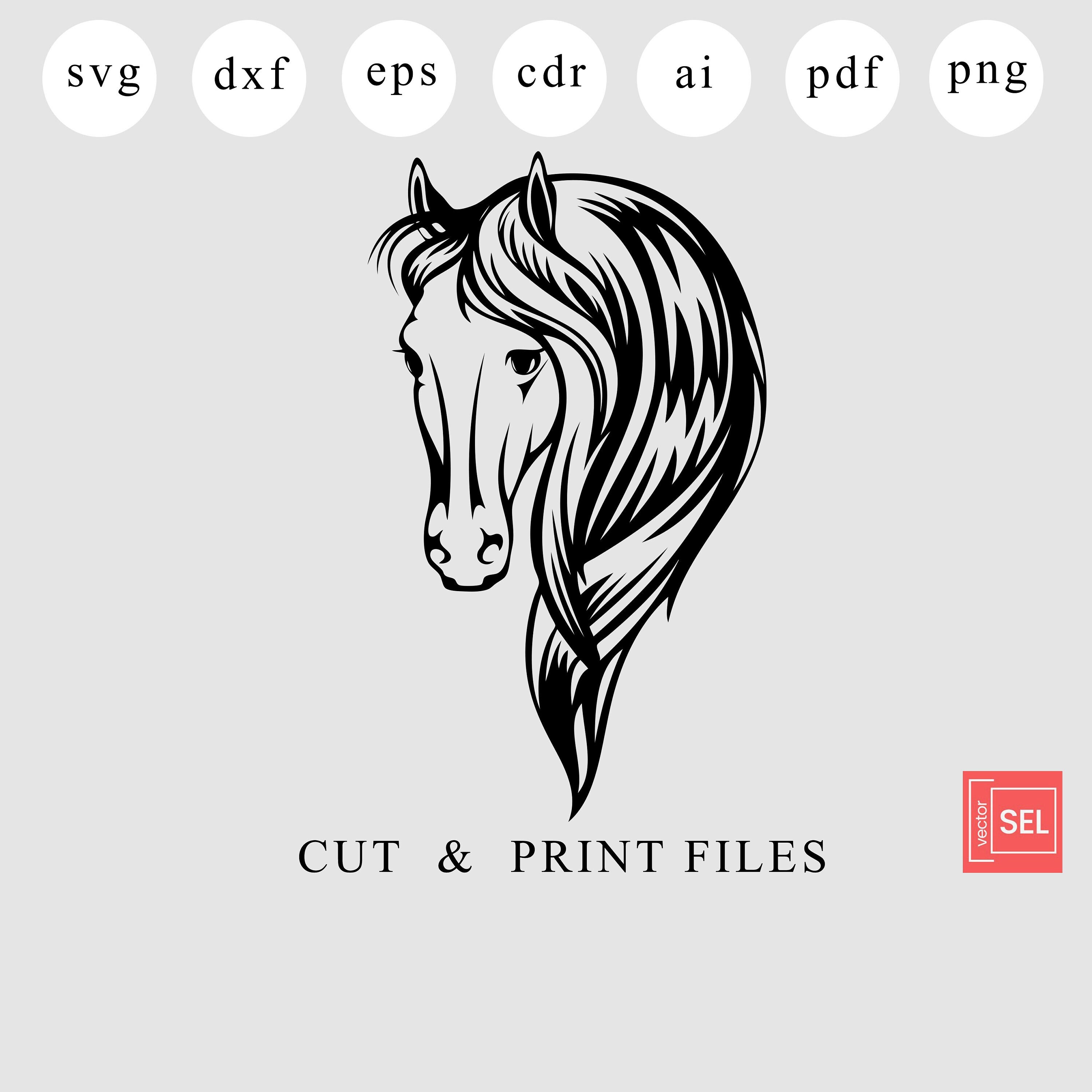 Horse Head Dxf Files, Charger Laser Cut, Pony Svg File for Cricut ...