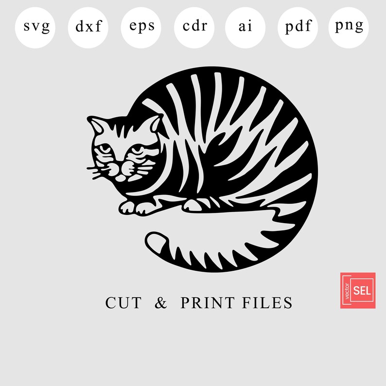 Cat Dxf Files, Kitty Laser Cut, Kitten Svg File for Cricut, Tiddles ...