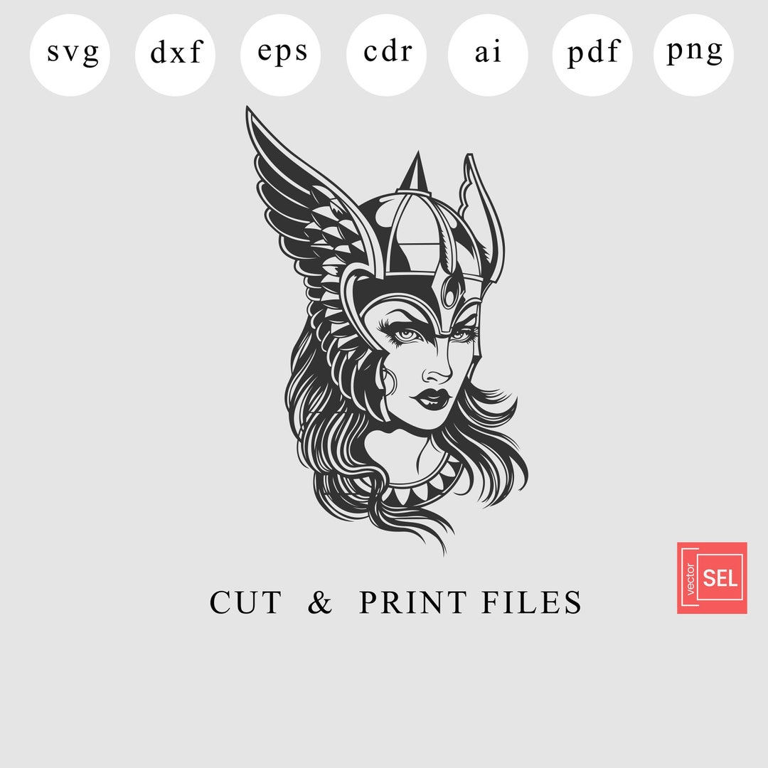 Valkyrie Portrait Dxf Files, Pagan Laser Cut, Valkyrie Svg File for ...