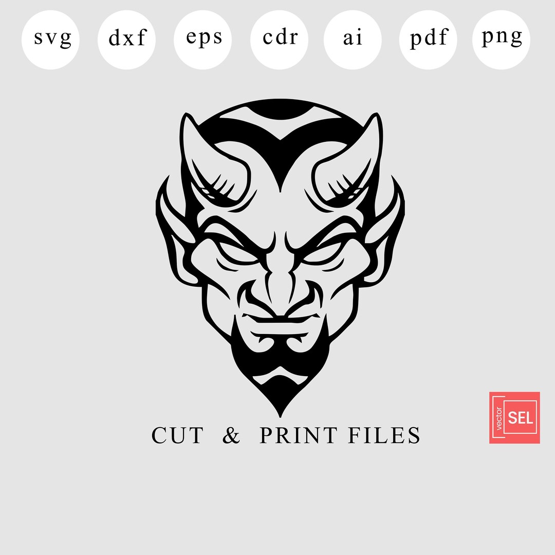 Red Devil Head Dxf Files, Demon Head Laser Cut, Satan Svg File for ...