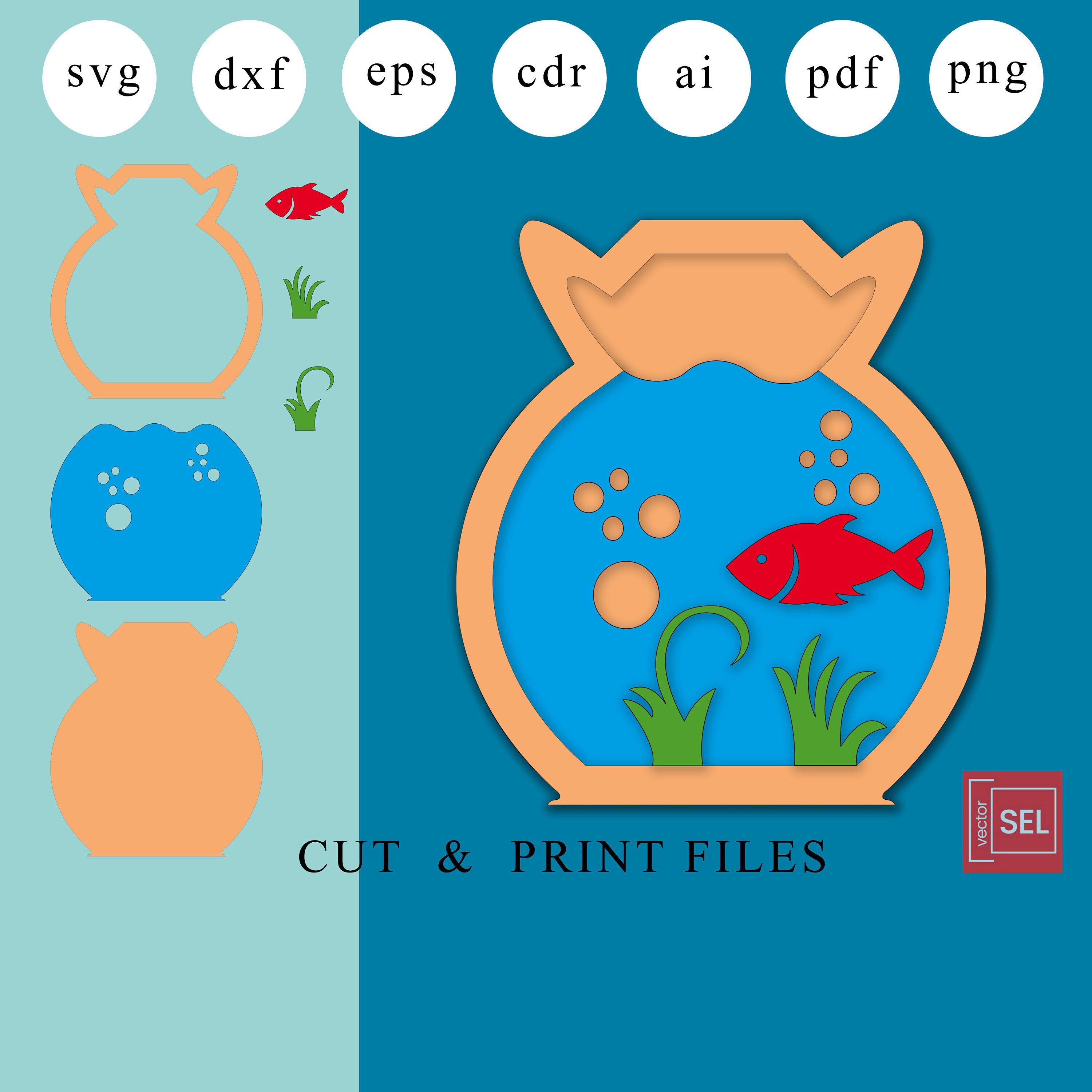 Aquarium Dxf Files Aquarium Fish Laser Cut Aquarium Svg File for Cricut ...