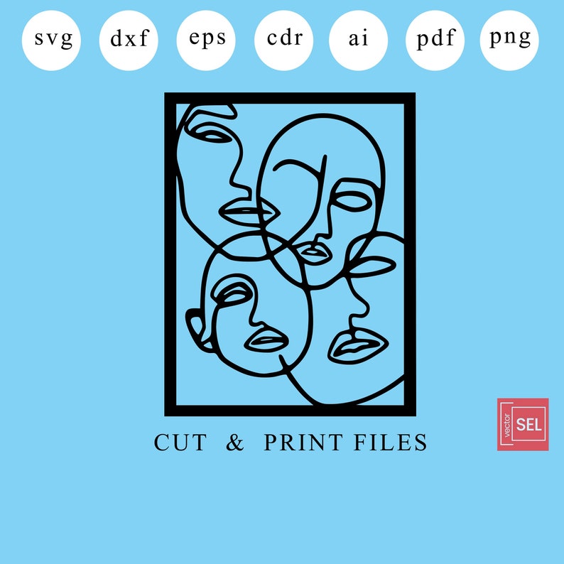 4 Faces Dxf Files Four Faces Laser Cut Four Faces Svg File for Cricut ...