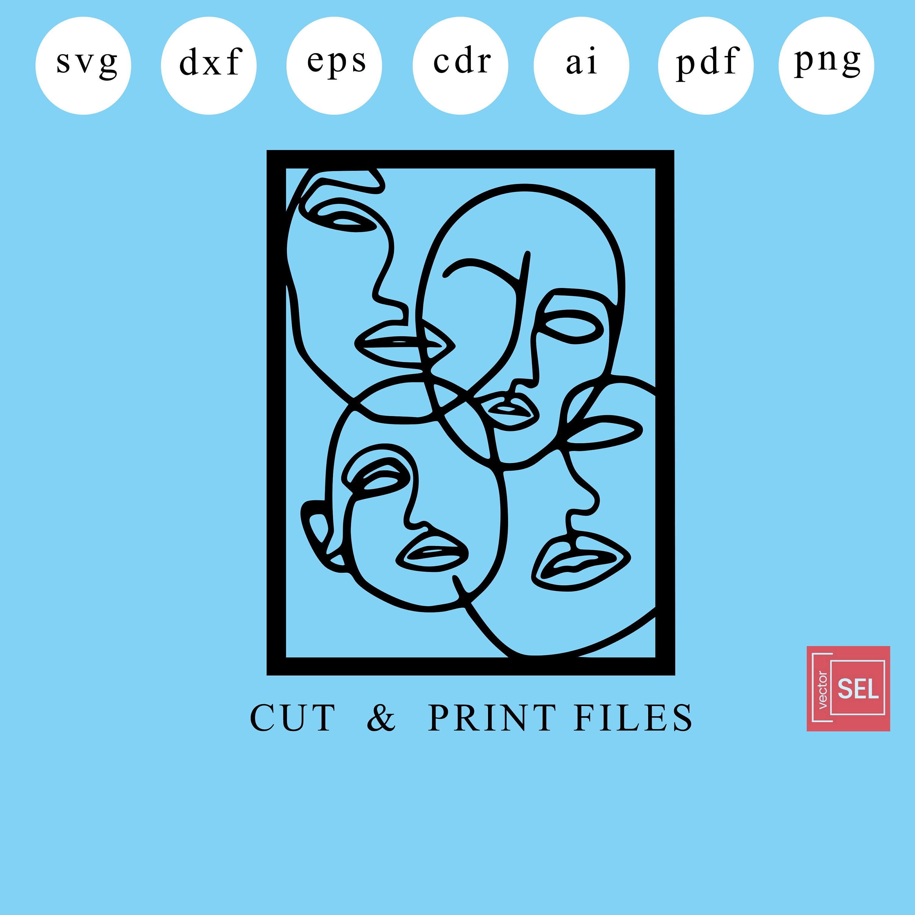 4 Faces Dxf Files Four Faces Laser Cut Four Faces Svg File for Cricut ...