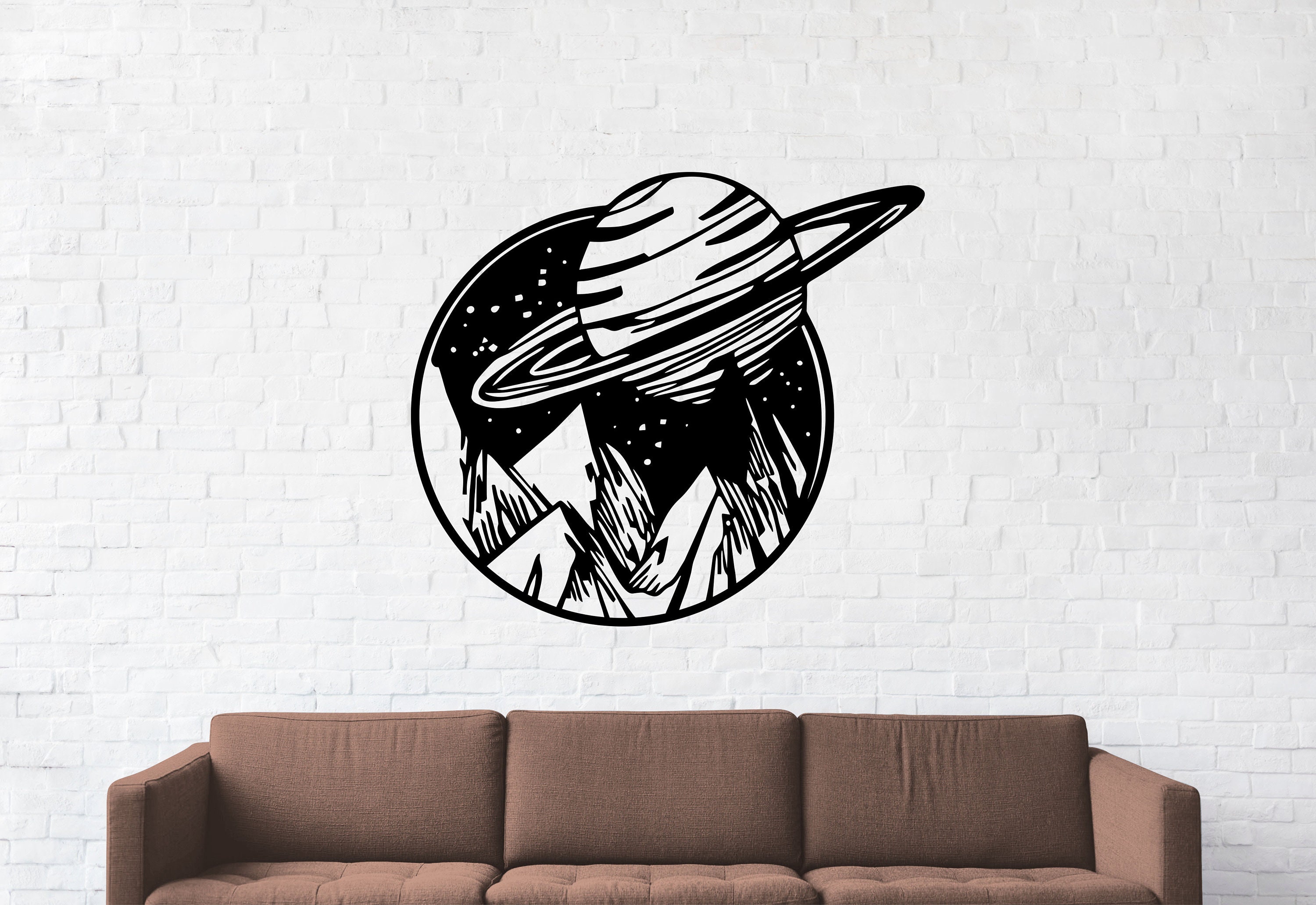 Space Mountain Scene Dxf Files Saturn Mountain Laser Cut Space Svg File ...