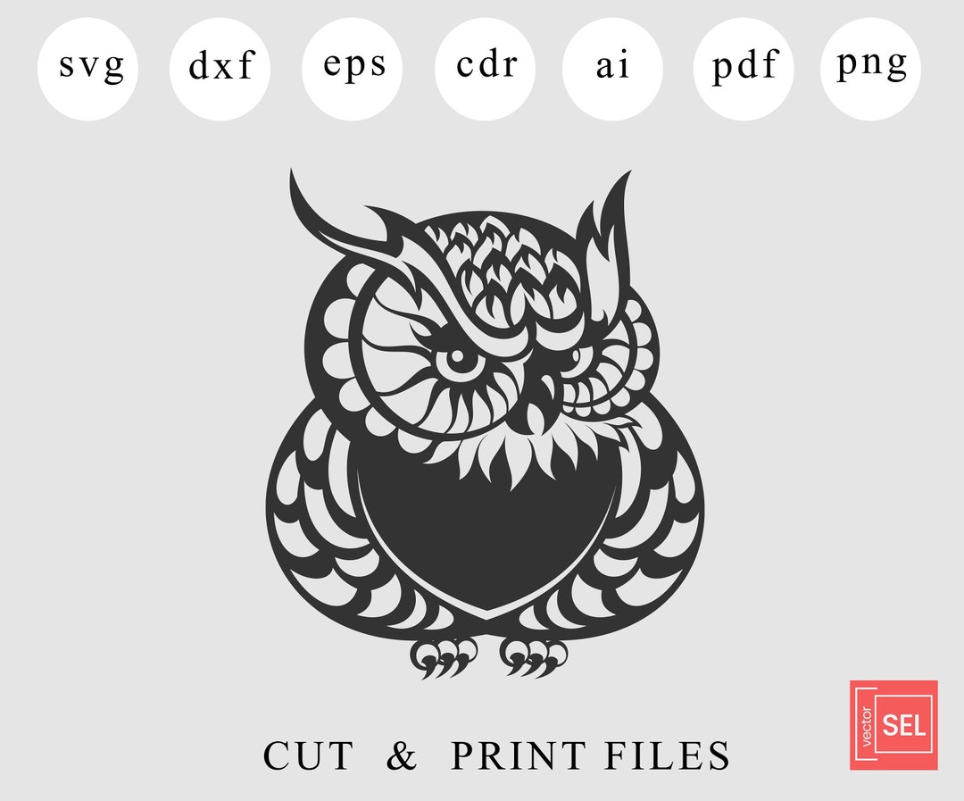 Owl Dxf Files, Owlet Laser Cut, Night Bird Svg File for Cricut, Bird of ...