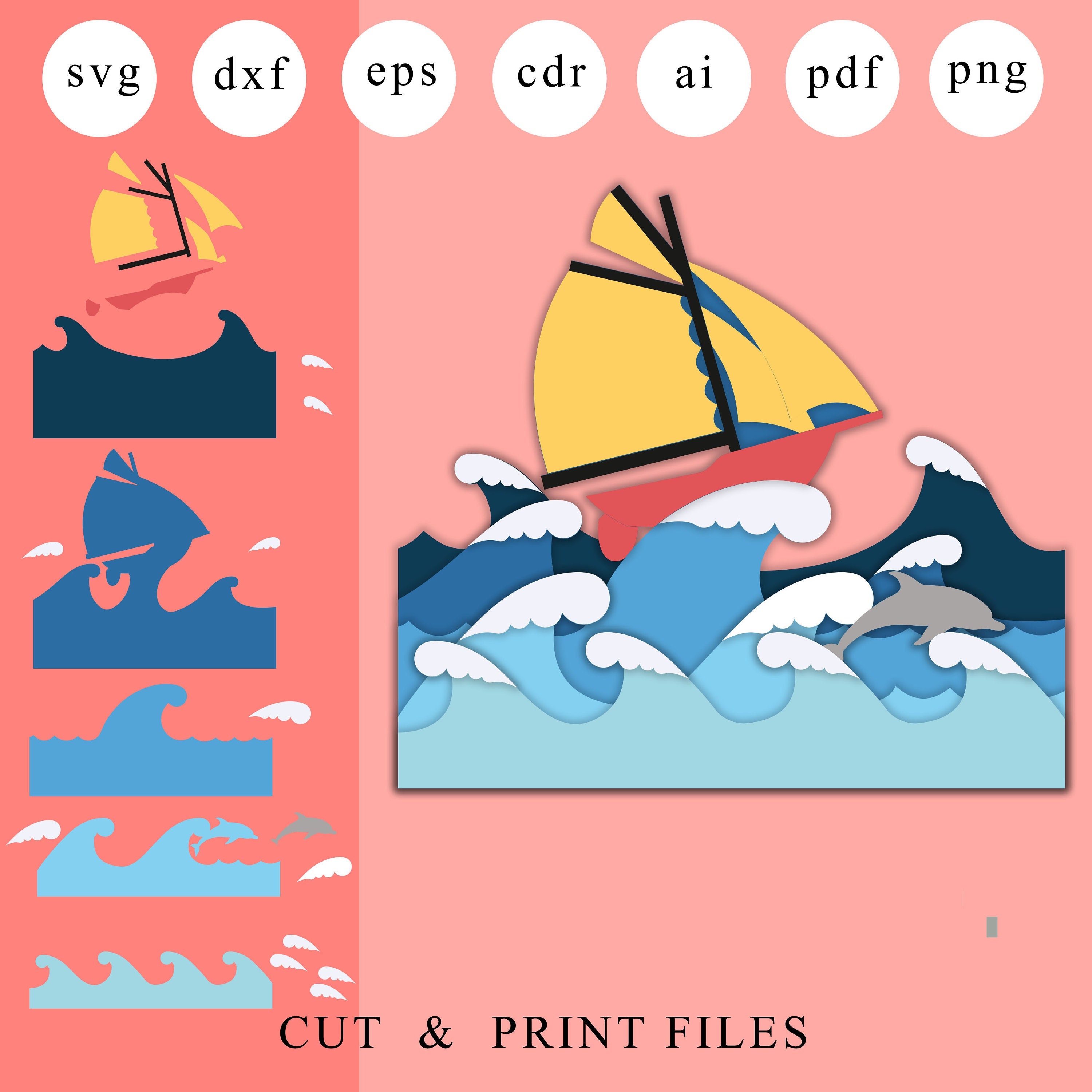 Boat Dxf Files Boat Laser Cut Boat Svg File for Cricut Boat Metal Wall ...