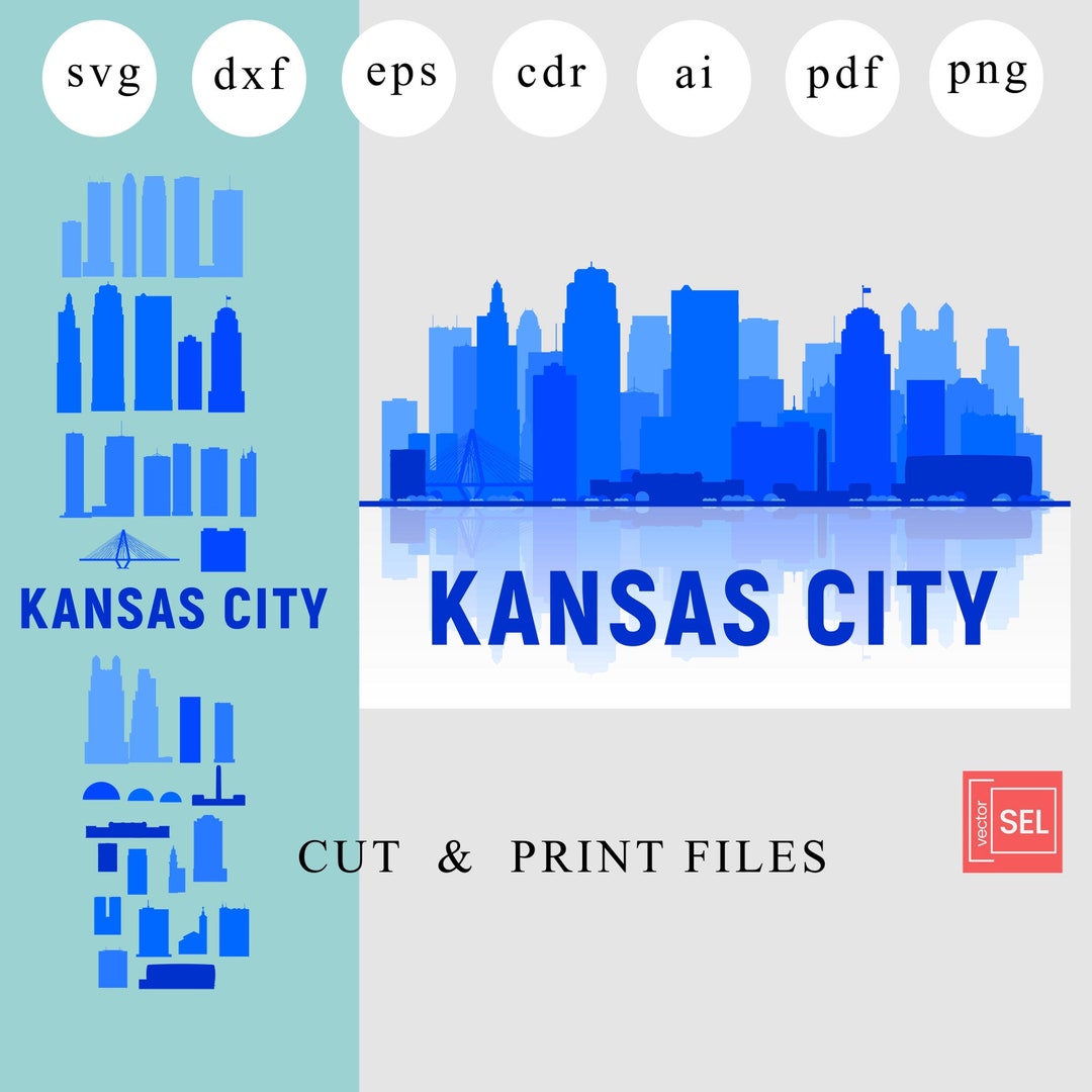 Kansas Skyline Dxf Files, Missouri Horizon Laser Cut, Cityline Svg File ...