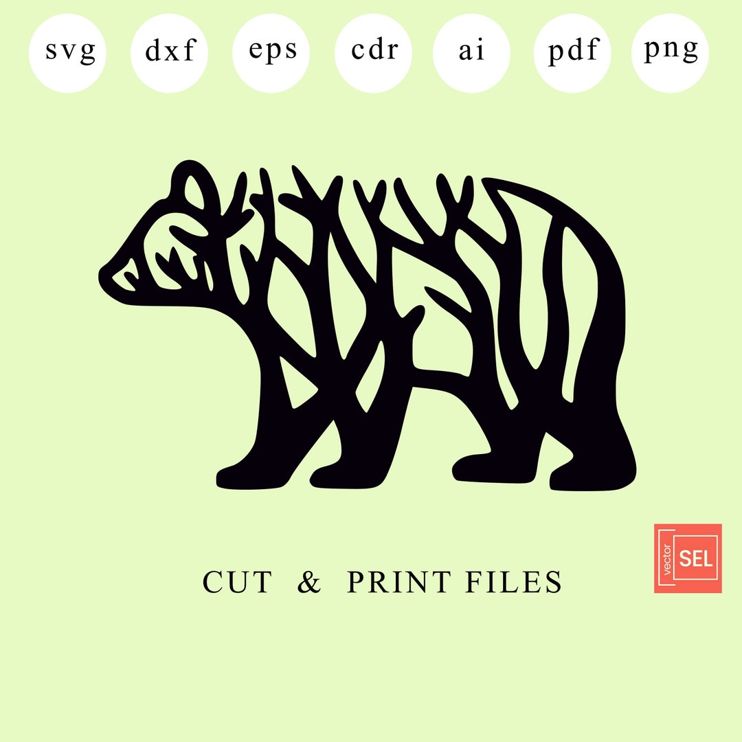 Tree Bear Dxf Files Tree Bear Laser Cut Tree Bear Svg File for Cricut ...