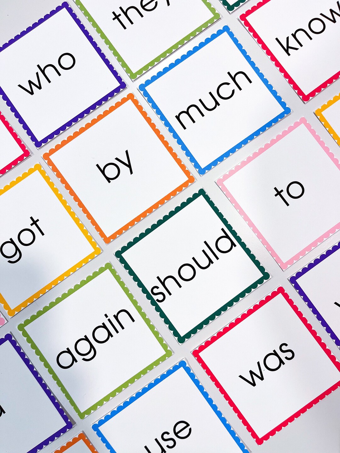 163 Sight Word Flashcards in Black & Multicolor Borders - Etsy
