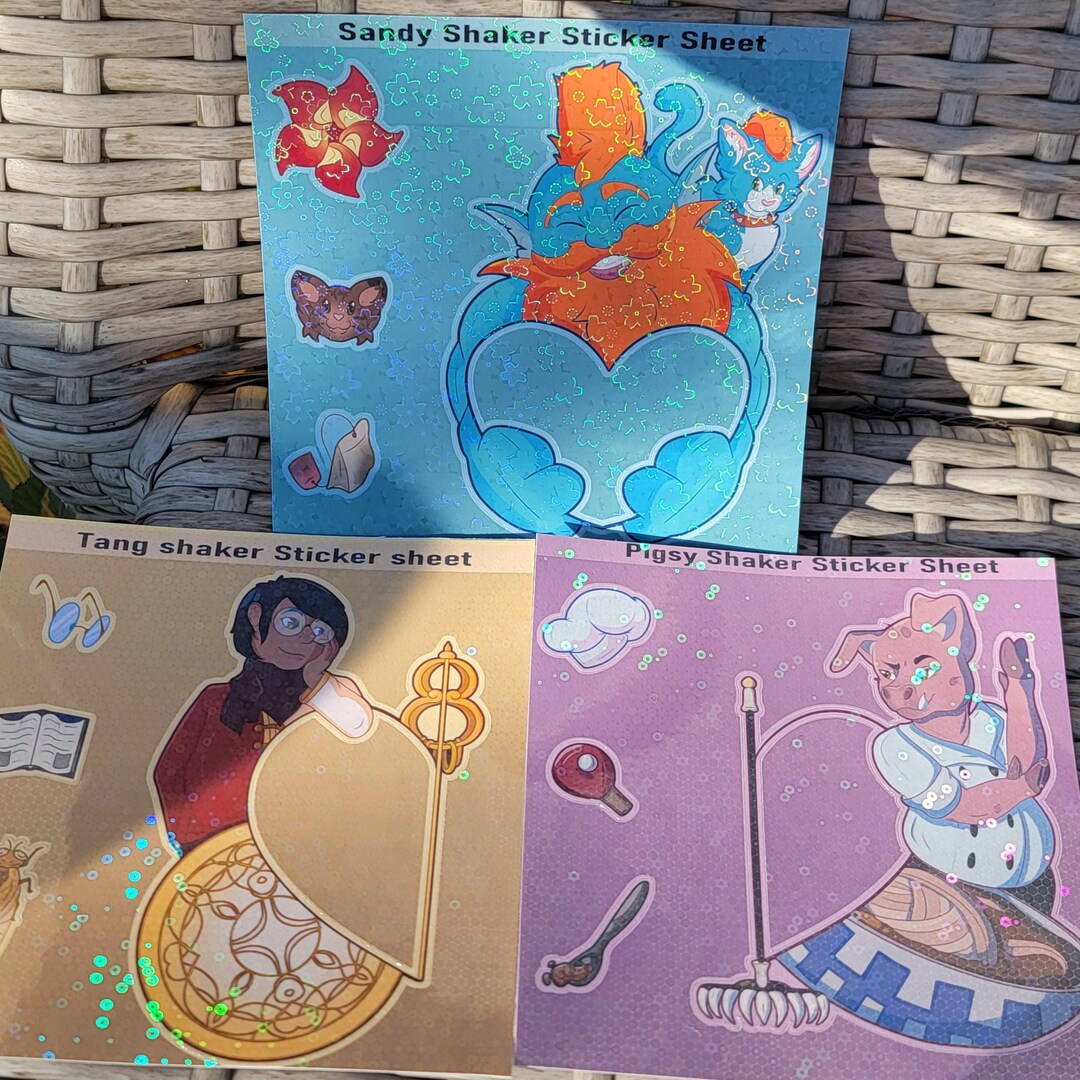 Heart Series Shaker Charm Sticker Sheets, Holographic, WATER RESISTANT ...