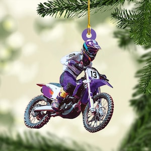 Personalized Dirt Bike Ornament, Motocross Biker Christmas Ornament ...