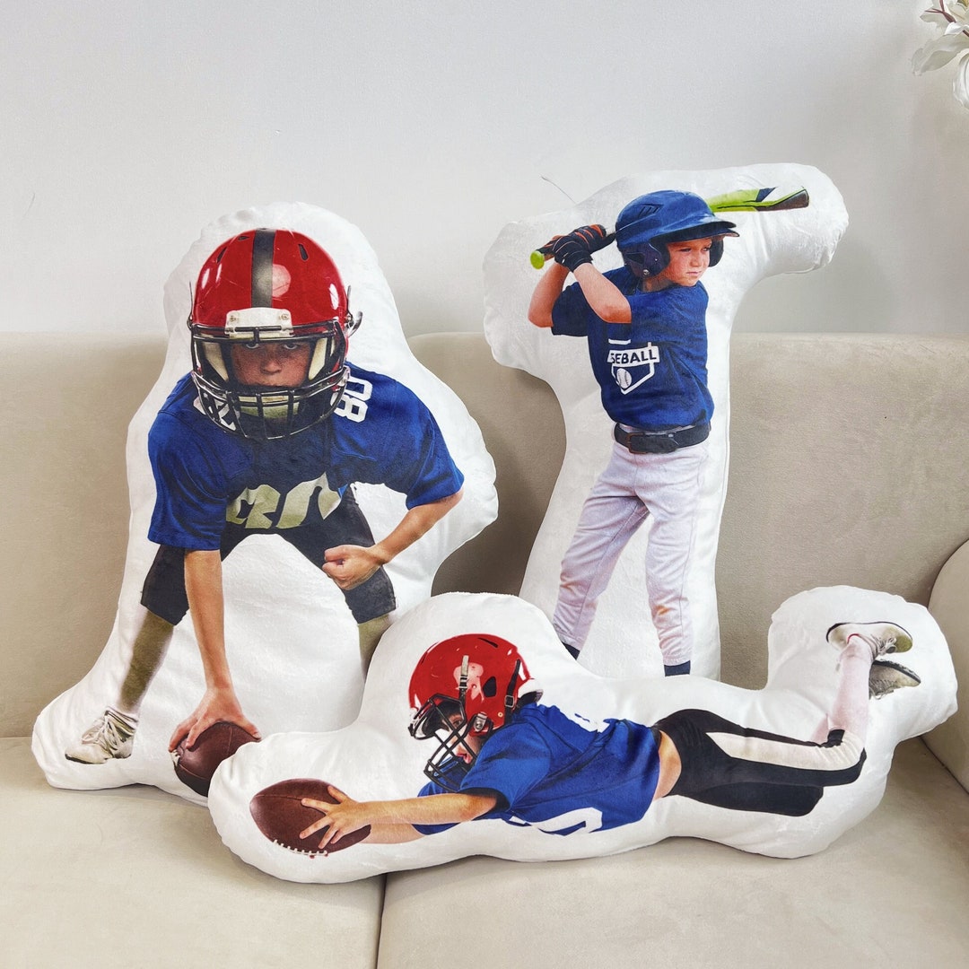 Custom American Football Player Boy Sons Pillow, Football Player Shaped ...