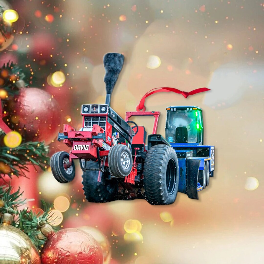 Personalized Tractor Pulling Ornament, Tractor Pulling Christmas ...