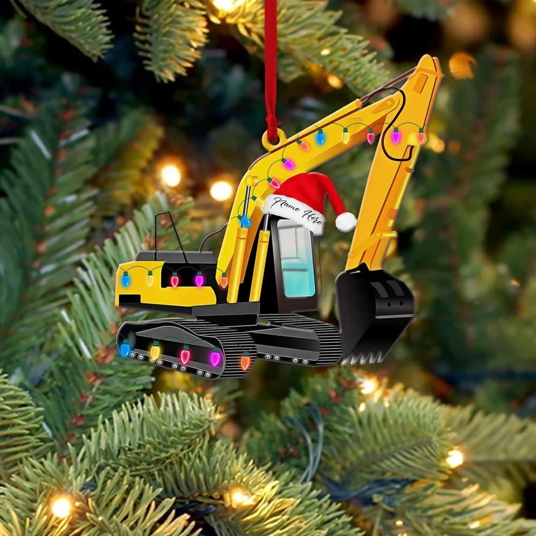 Personalized Christmas Excavator Construction Ornament, Excavator Lover ...
