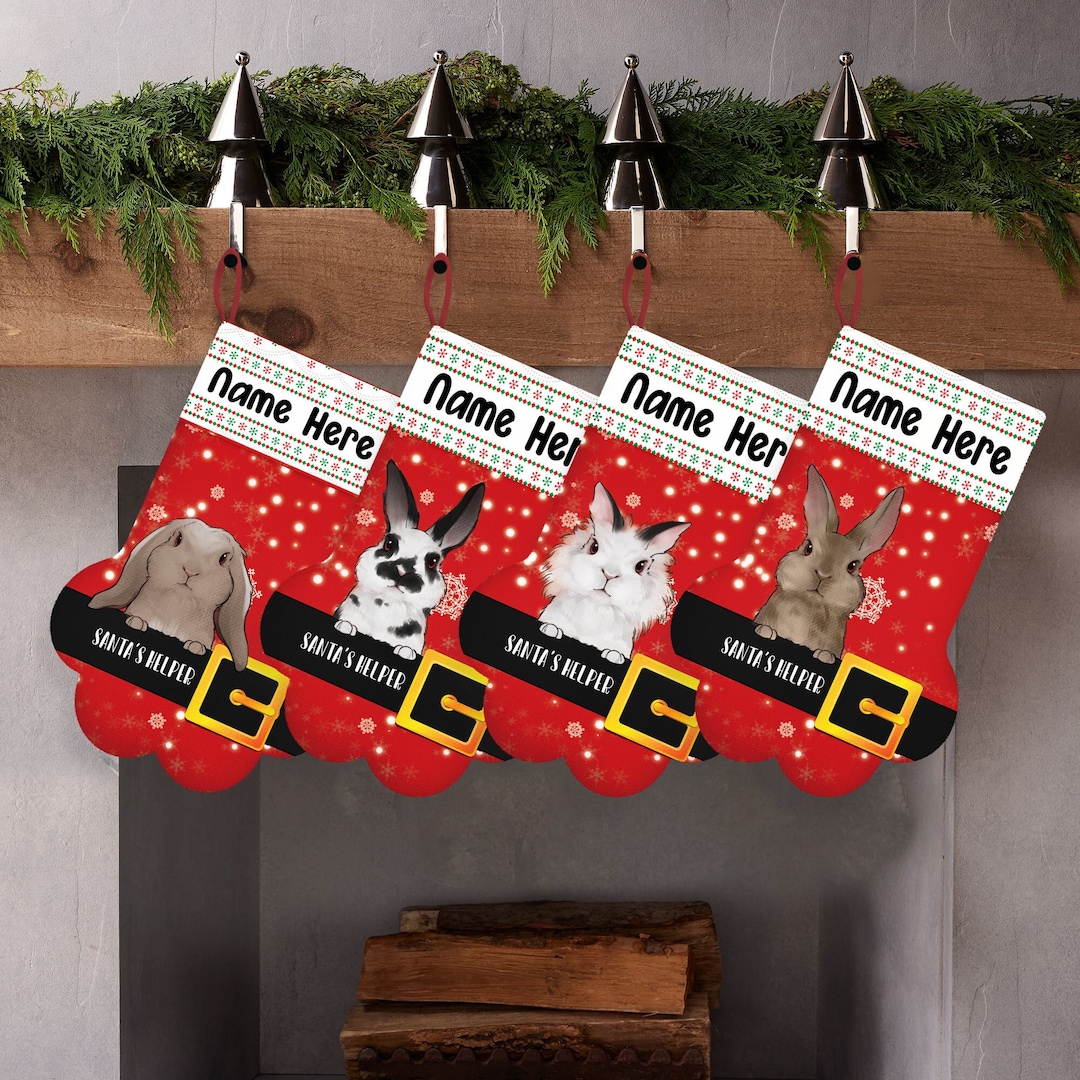 Personalized Rabbit Paw Christmas Stockings, Bunny Christmas Stocking ...