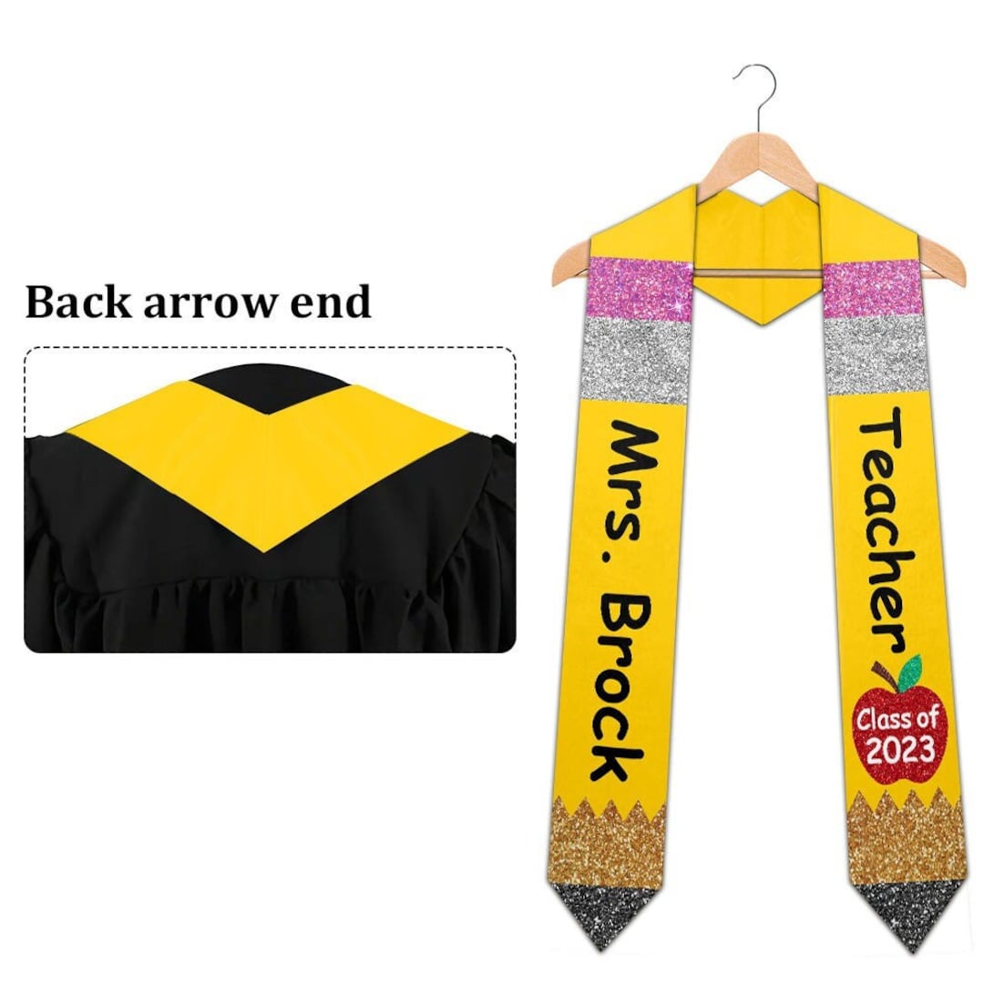 Personalized Teacher Pencil Graduation Stole, Custom Graduate Stoles ...