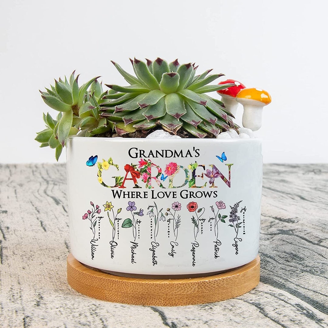 Personalized Grandma's Garden Plant Pot, Mom's Garden, Birth Month ...