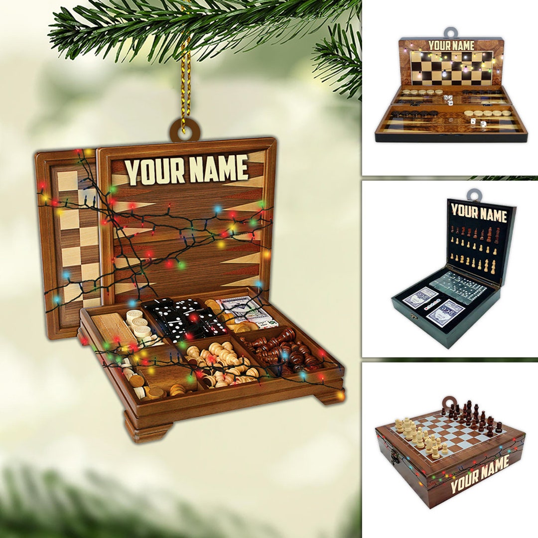 Personalized Chess Set Box Ornament, Chess Christmas Ornament, Chess ...