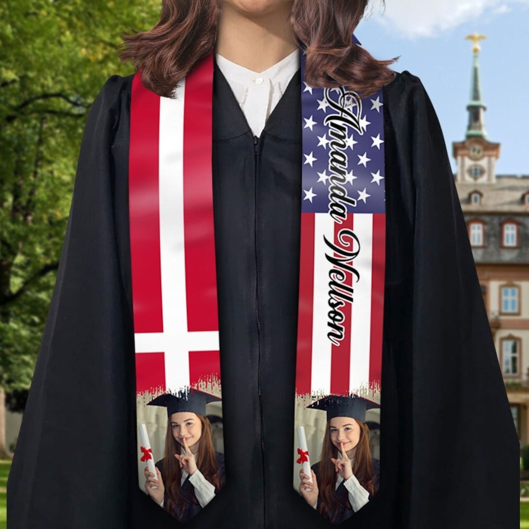Personalized Mixed Two Flag Graduation Stole, Mexican Graduate Stoles ...