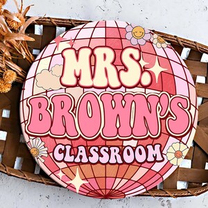 Disco Classroom Door Sign Groovy Teacher Door Hanger Back to - Etsy