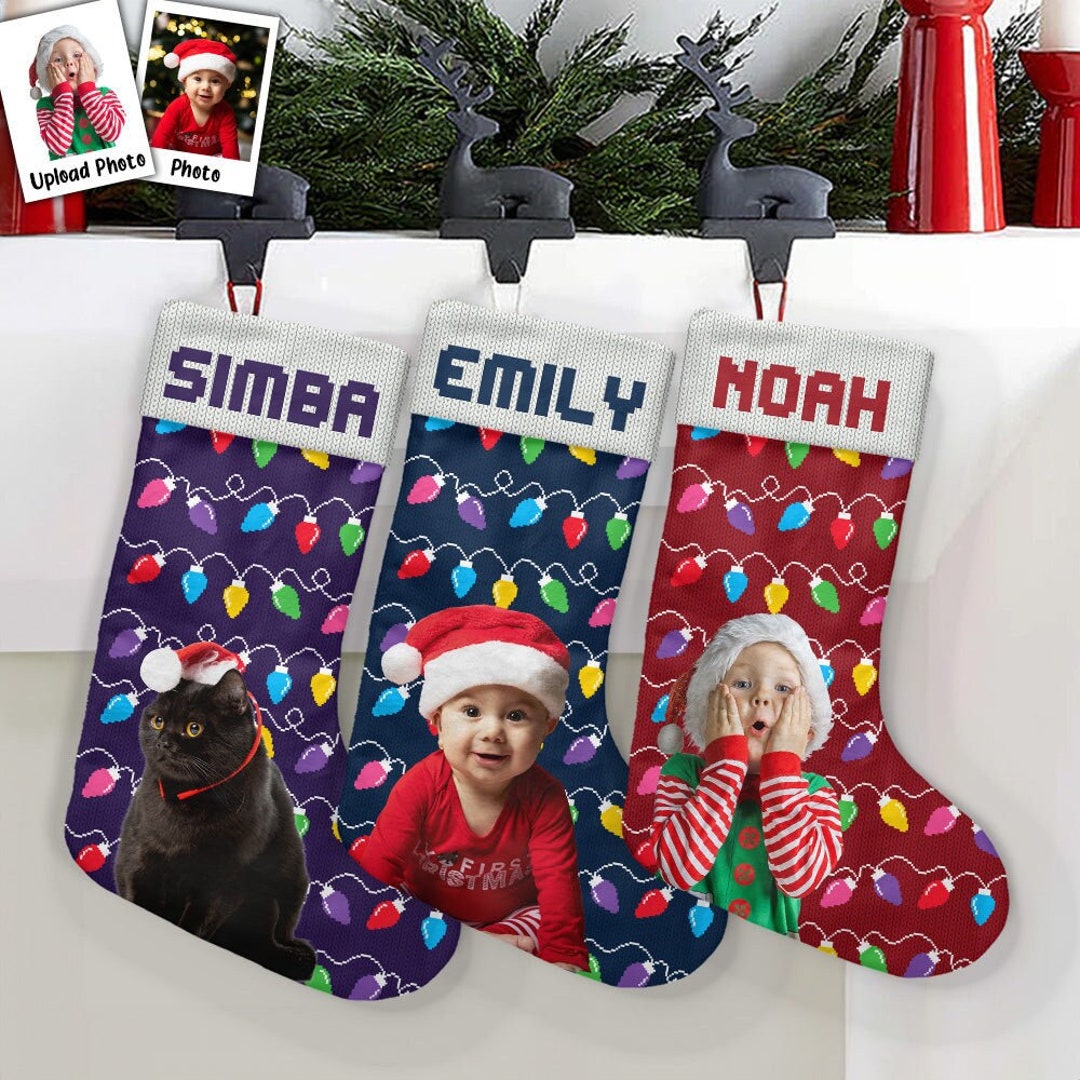 Personalized Photo Funny Led Light Christmas Stockings Family - Etsy