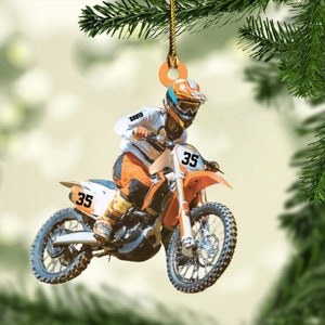 Personalized Dirt Bike Ornament, Motocross Biker Christmas Ornament ...
