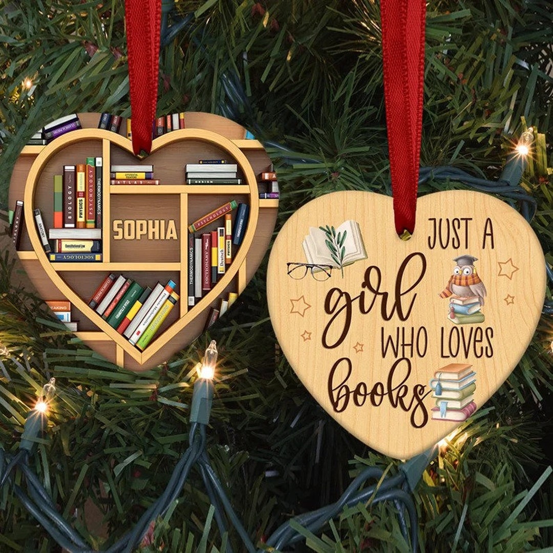 Personalized 3D Book Ornament, Bookshelf Christmas Ornament, Librarian ...