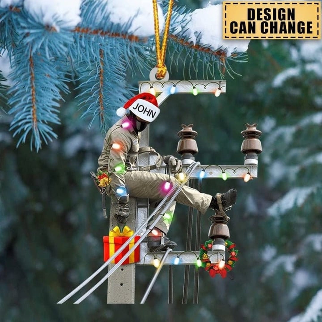 Personalized Electrician Ornament, Electrician Christmas Ornament ...
