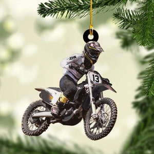 Personalized Dirt Bike Ornament, Motocross Biker Christmas Ornament ...