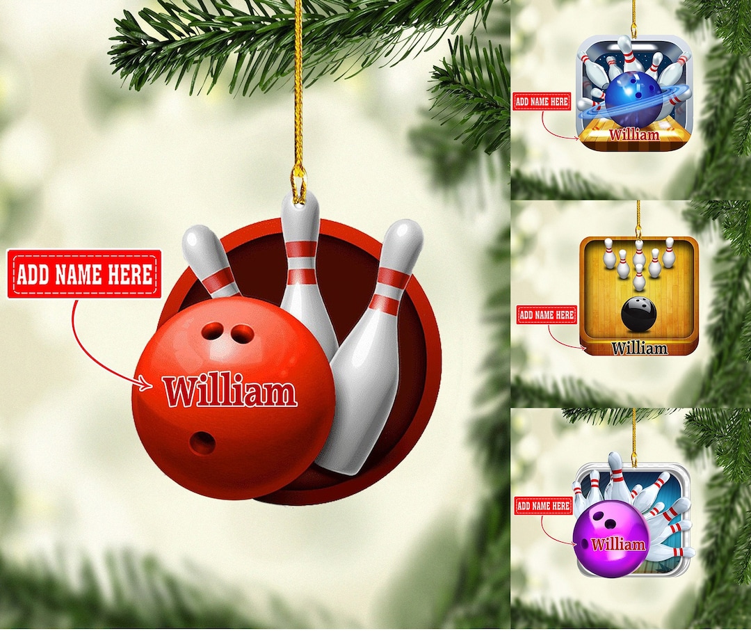 Personalized Bowling Ornament, Bowling Strike Christmas Ornament ...