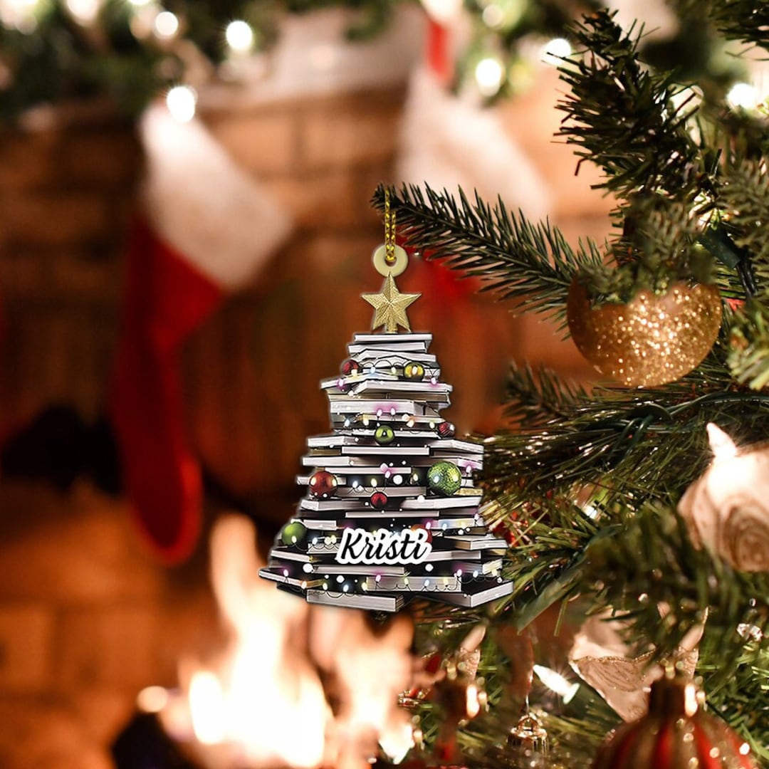 Personalized Book Light Christmas Ornament, Book Christmas Ornament ...