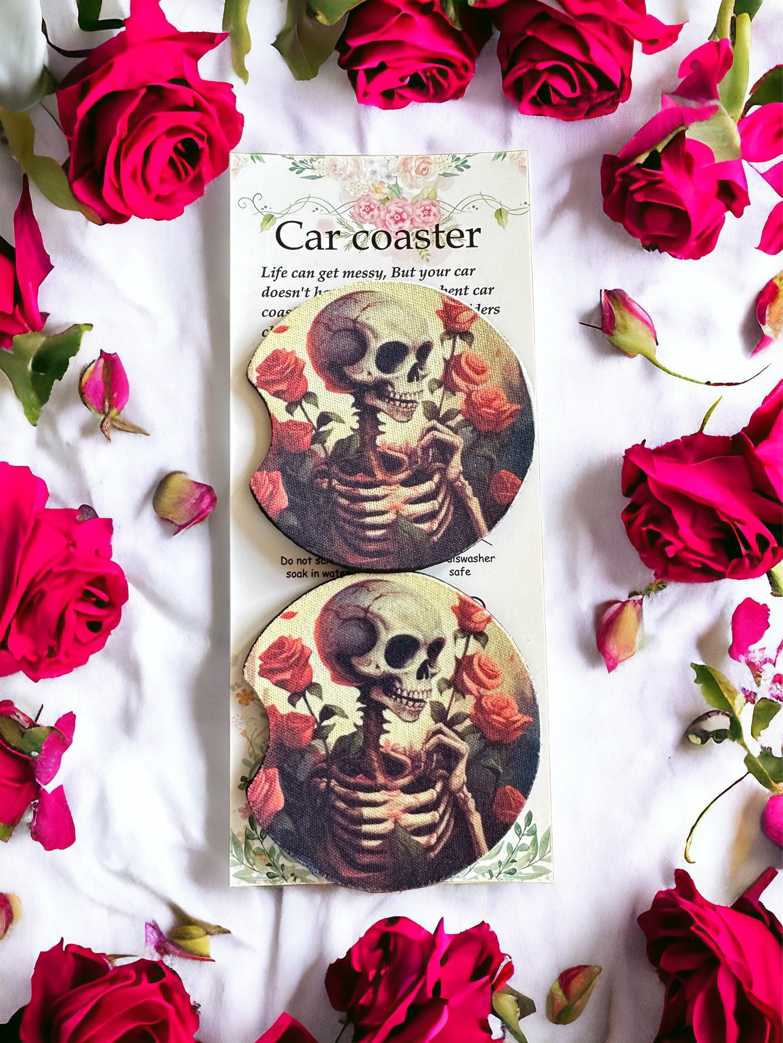 Rose Skull Car Coaster - Etsy